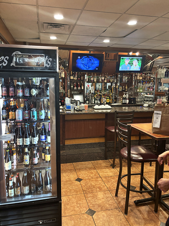 The bar area offers craft beers alongside classic cocktails&mdash;because sometimes your pancakes need a Bloody Mary companion. Breakfast of champions, indeed.