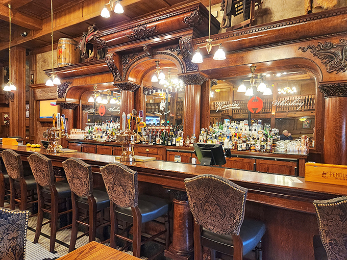 The bar at Hamley's isn't just where drinks are served &ndash; it's a museum-quality masterpiece of carved wood where Western history feels deliciously present.