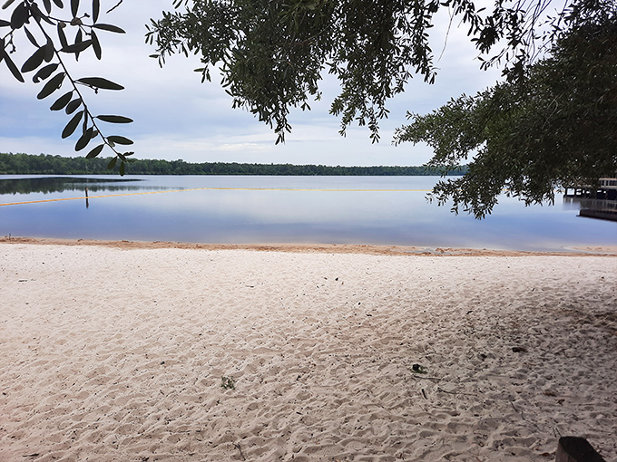 Who needs Caribbean beaches when this sandy shore awaits? The tea-colored water might not be turquoise, but the tranquility factor is off the charts.