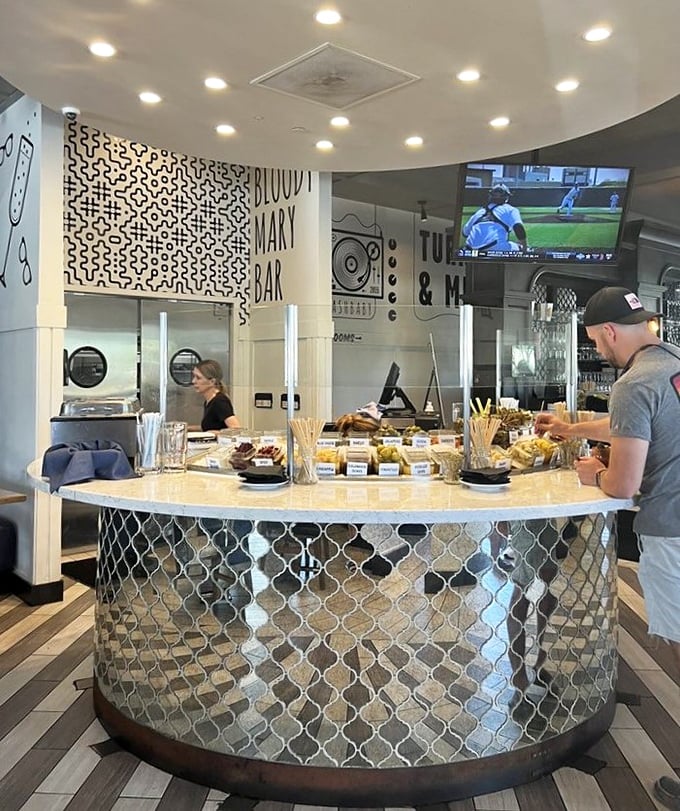 The Bloody Mary bar isn't just a condiment station&mdash;it's an adult playground where garnish dreams come true and breakfast becomes an adventure.