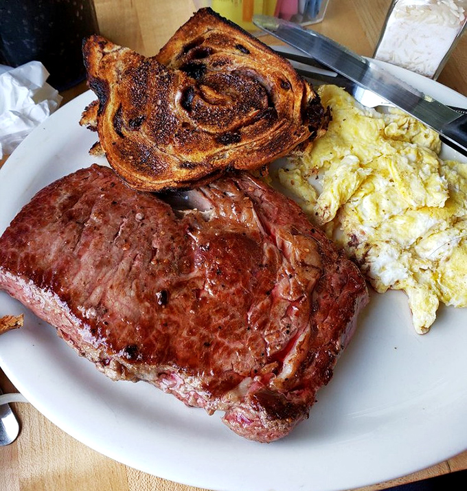 This isn't just steak and eggs&mdash;it's morning magnificence on a plate, with a cut of beef that would make dinner menus jealous.