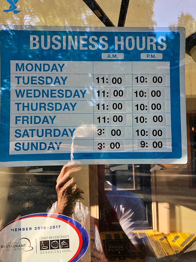 Business hours that respect the importance of a good weekend brunch. Plan accordingly&mdash;your taste buds will thank you.