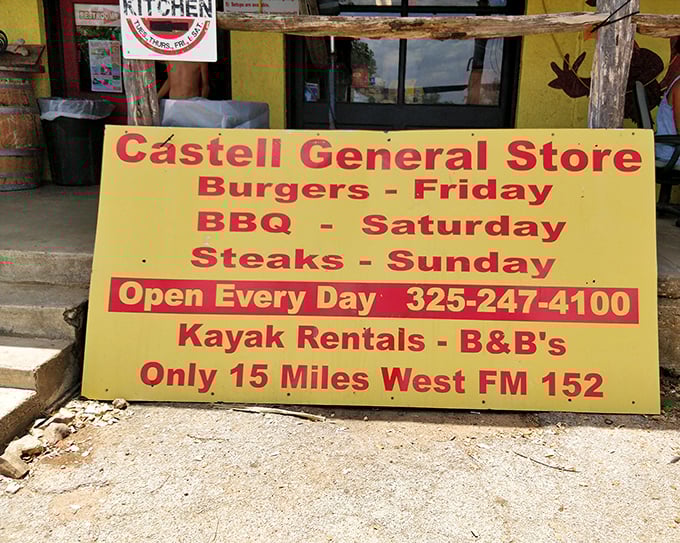 The sign says it all&mdash;burgers, BBQ, steaks, and the promise of adventure just 15 miles west of civilization.