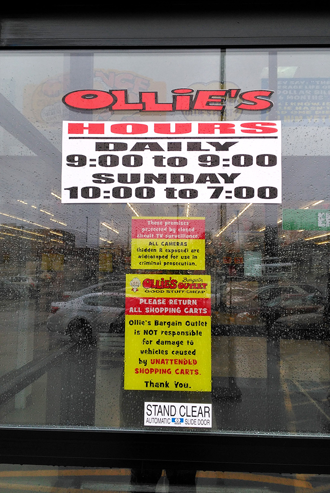 Store hours prominently displayed &ndash; because when you're offering deals this good, people need to know exactly when they can storm the gates.