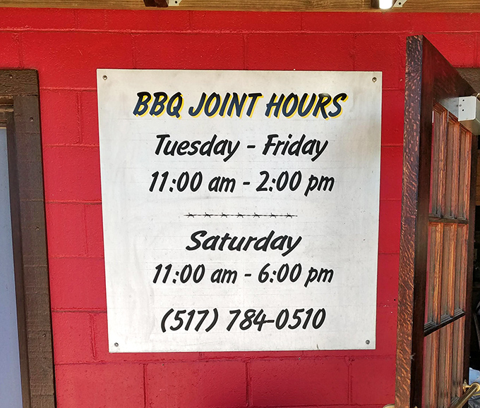 Hours posted with confidence&mdash;they're open until they sell out. In the barbecue world, that's not a limitation, it's a badge of honor.