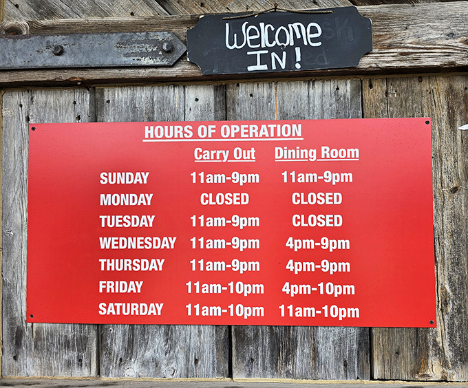 The hours sign tells you exactly when you can satisfy your beer nugget cravings &ndash; information worth its weight in garlic Parmesan gold.