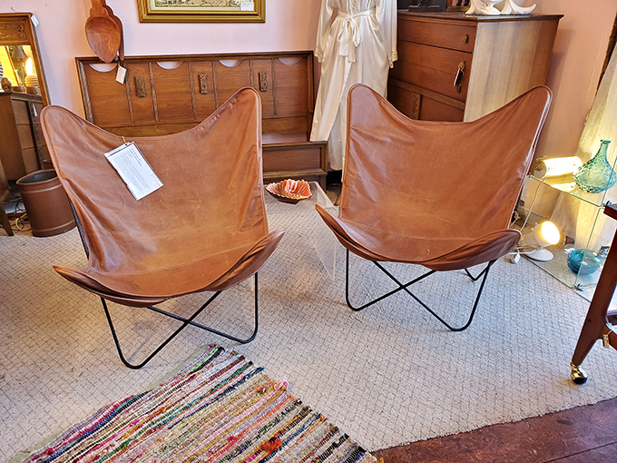 The butterfly chairs that launched a thousand dorm rooms. Mid-century seating that somehow makes slouching look sophisticated and intentional.