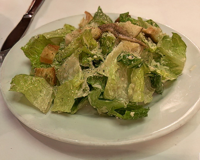 The Caesar salad &ndash; that obligatory nod to greenery that somehow manages to be indulgent anyway, with its creamy dressing and crisp romaine.