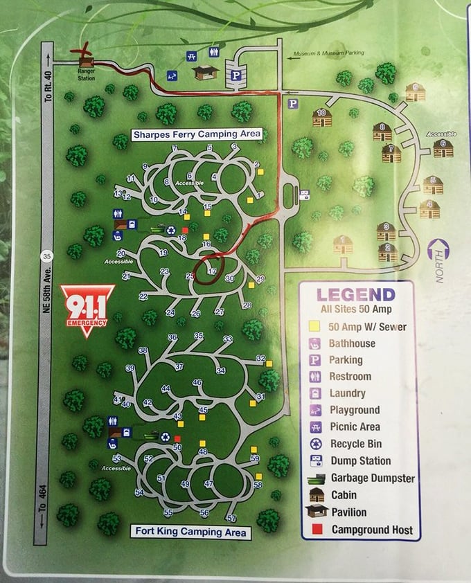 The treasure map to outdoor bliss. This campground layout promises nights under stars instead of ceilings&mdash;Florida's original room service.