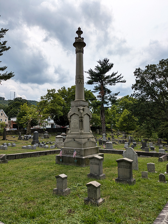 Even Pottsville's cemetery offers beauty and tranquility, with the Yuengling family monument standing as a reminder of the brewing legacy that shaped this town.