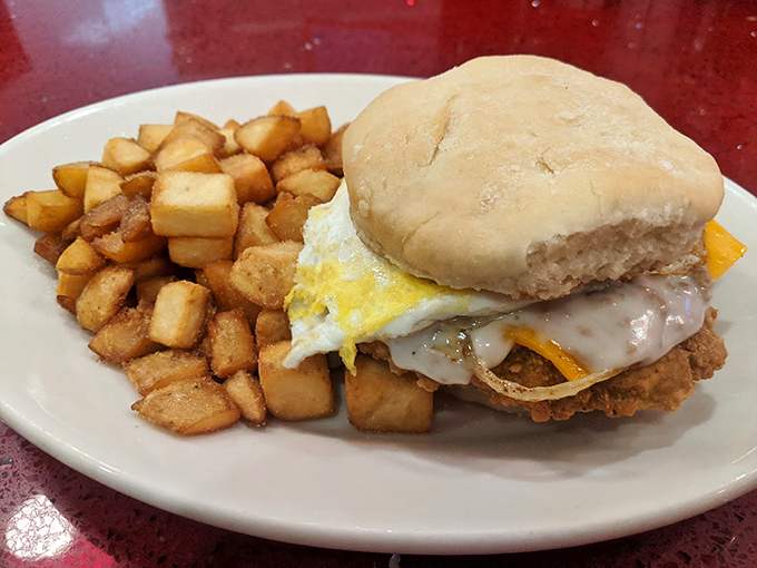 The breakfast sandwich that makes you question why you'd ever settle for fast food again &ndash; complete with home fries that mean business.