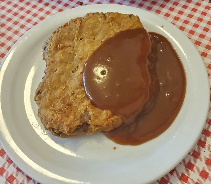 Country fried steak swimming in gravy that could settle any family dispute. Peace through pork&mdash;a lesson we can all get behind.