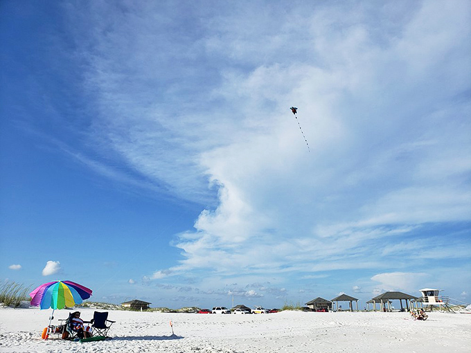 Kite flying against an impossibly blue canvas. Some days the sky at Opal Beach seems determined to outdo the water in a contest of blue brilliance.