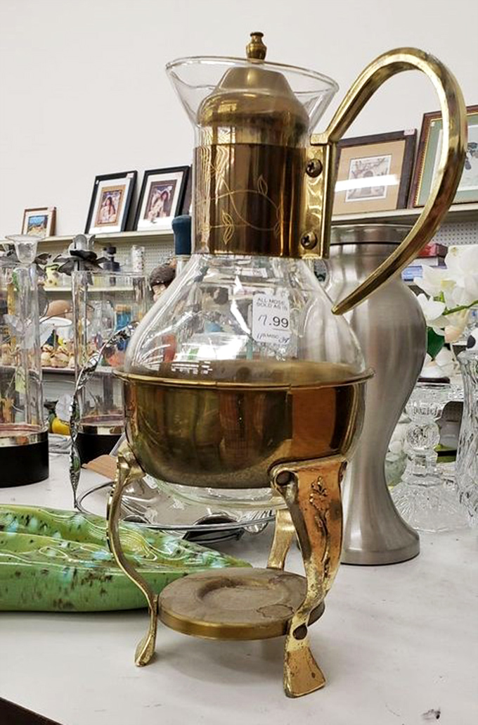 Elegant vintage serveware stands proudly among everyday items, like finding a ballgown at a backyard barbecue&mdash;unexpected but delightful.