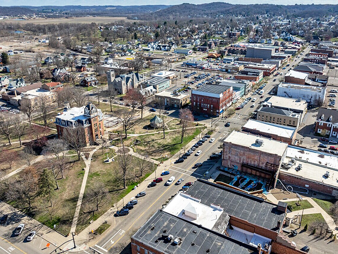 From above, Coshocton reveals itself as a perfect blend of small-town charm and natural beauty&mdash;no filter needed for this authentic slice of Ohio.