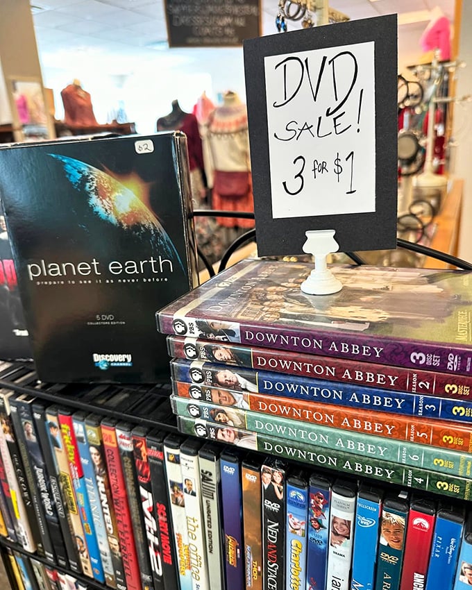 DVD paradise where Downton Abbey meets Planet Earth, proving that entertainment, like good food, is best when shared and recycled.