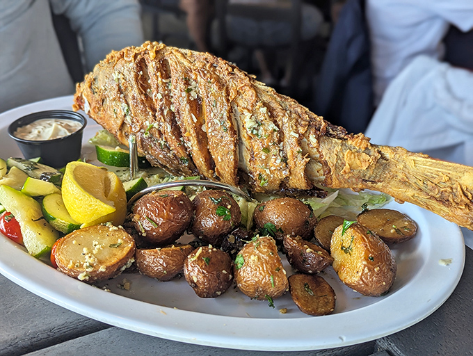 The whole fried snapper – a showstopper that makes neighboring tables develop serious food envy. When your dinner still has its face on, you know it's authentic.