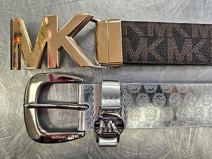 The status symbols of waist management. Designer belt buckles that make a statement without saying a word about what you paid.