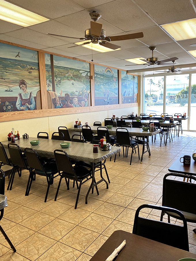 Murals depicting Keys life watch over diners like benevolent breakfast deities. Even empty, this room holds the echoes of countless satisfied sighs.