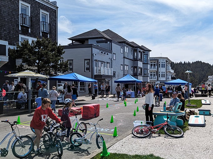 Downtown Pacific Beach buzzes with community energy, where bicycles and blue tents create the perfect small-town tableau that big cities try desperately to manufacture.