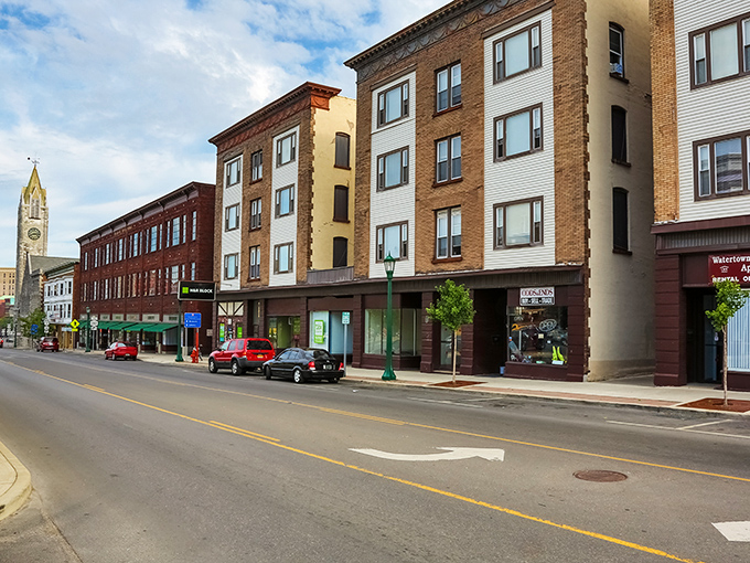 Downtown Watertown's colorful buildings and church spire create a postcard-perfect streetscape where retirement dollars stretch further than your imagination.