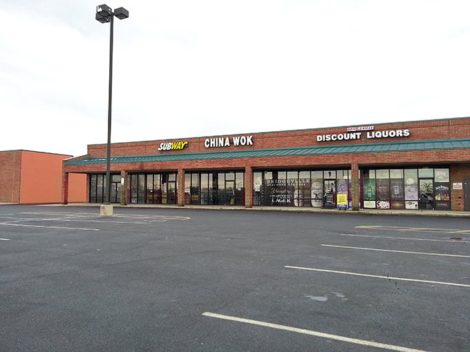 Even Bridgeville's strip malls have character&mdash;where else can you get a foot-long, sweet and sour chicken, and a bottle of wine without moving your car?