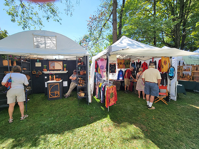Local artisans display their treasures at Eagles Mere's festivals, where shopping becomes a social event rather than a transaction.