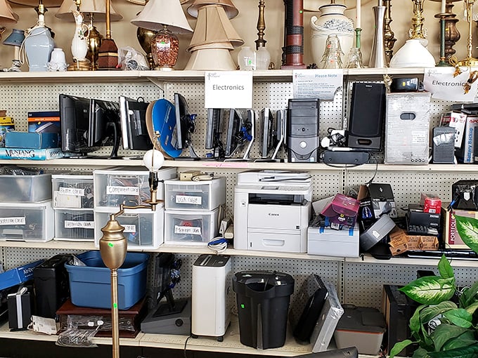 Yesterday's technology at prices that won't compute. From vintage lamps to practical printers, the electronics section is a gadget-lover's playground.