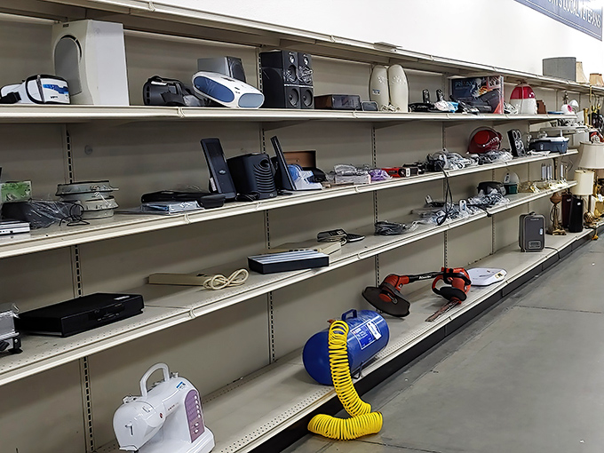 The electronics section&mdash;where vintage stereos, practical appliances, and mysterious gadgets wait for tech-savvy shoppers to give them new purpose.