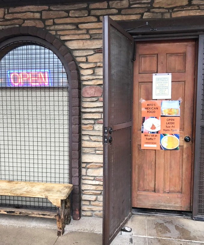 The most inviting doorway in Phoenix. Behind this unassuming entrance lies a world where calories don't count and green chili reigns supreme.