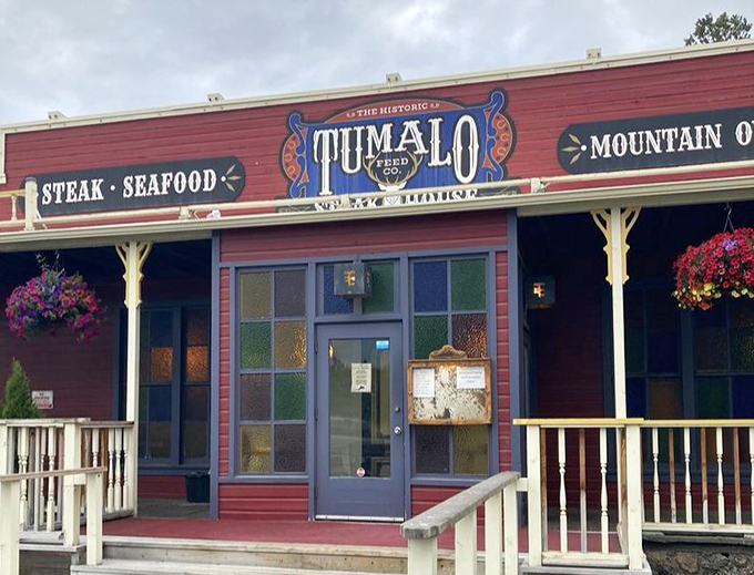 The entrance that's launched a thousand dinner plans. Those colorful stained glass windows aren't just pretty&mdash;they're your portal to flavor country.