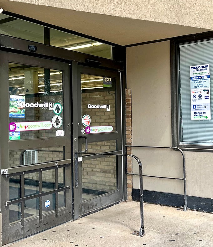 The unassuming entrance belies the wonderland within&mdash;where $45 can transform your wardrobe and support job training programs simultaneously.