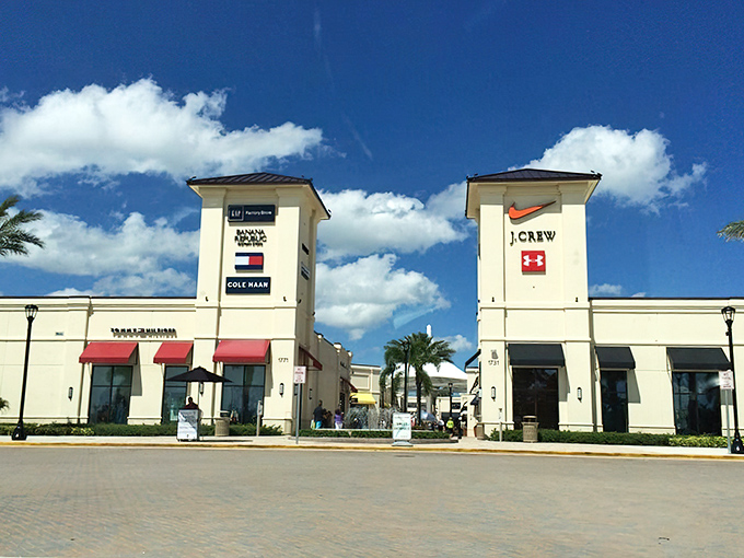 Twin towers of brand names welcome you like retail royalty, rising against Florida&rsquo;s impossibly blue sky and promising treasures within.