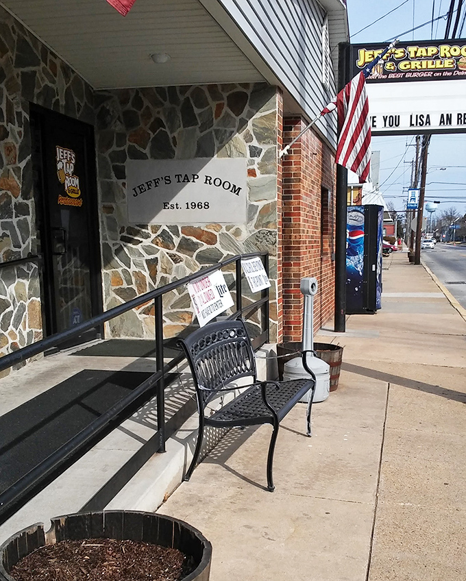 The stone facade entrance with its "Est. 1968" sign speaks to decades of serving the community. That bench outside? Perfect for the five-minute wait that's always worth it.