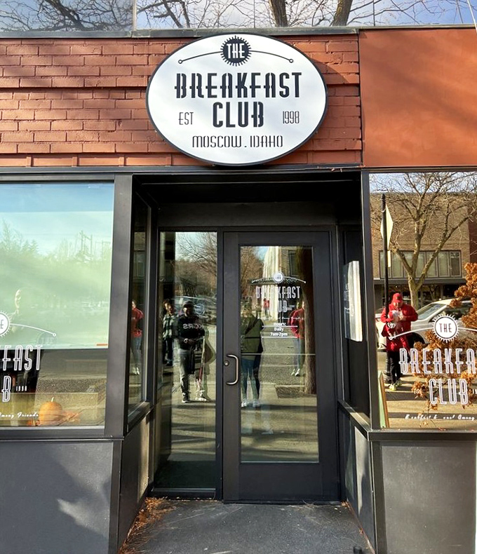 The entrance promises breakfast nirvana behind those doors. The line forming outside suggests the locals know something you should too.