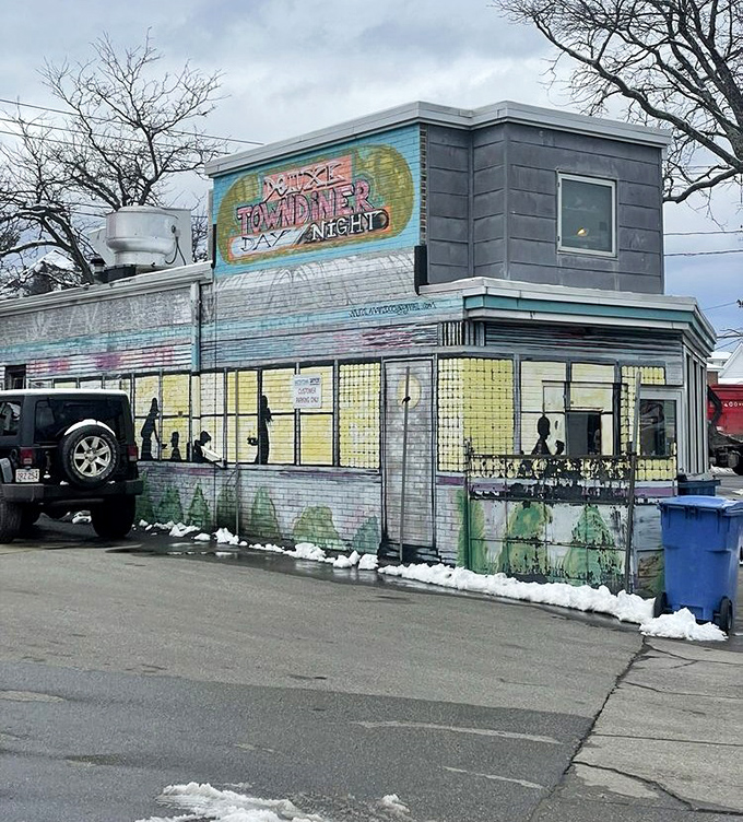 Another angle reveals this breakfast beacon standing proud against the Massachusetts sky, ready for business.