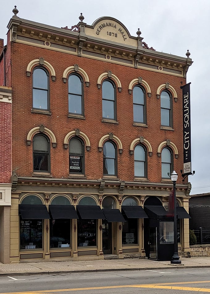 The Germania Hall building has stood since 1879, now housing a restaurant that honors its historic bones while serving thoroughly modern delights.