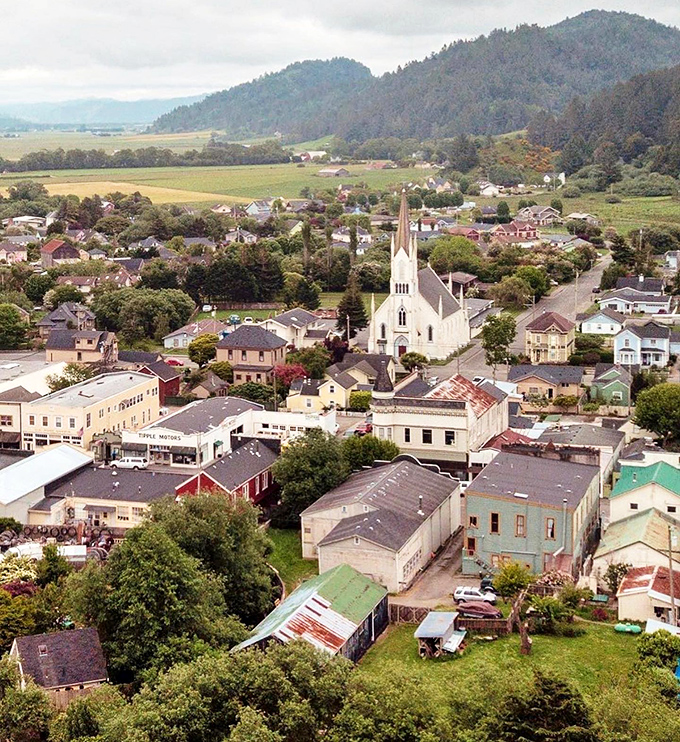 From above, Ferndale reveals itself as a village nestled between mountains and meadows, like a town that wandered out of a storybook and decided to stay.