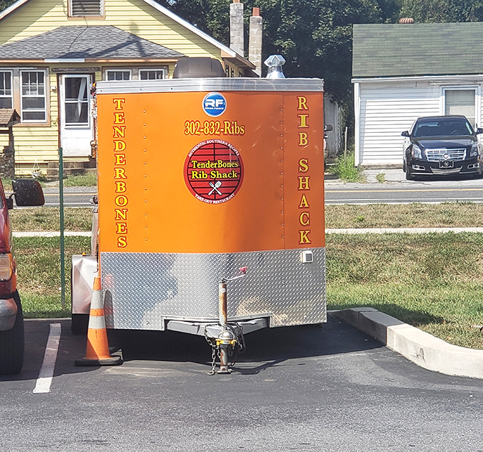 Taking the show on the road. When the barbecue's this good, it deserves its own traveling orange ambassador.