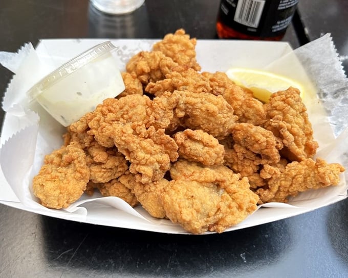 Fried oysters with a golden crust so perfect it makes you wonder if Neptune himself is back in the kitchen.