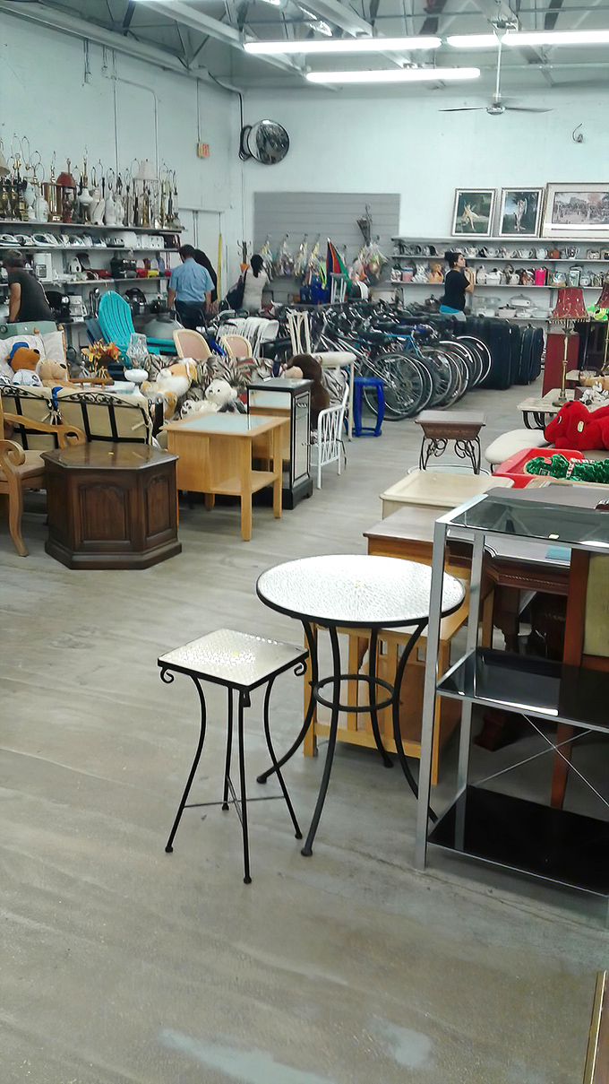 Furniture department: where mid-century meets eclectic chaos. That bistro table has stories to tell, if only it could talk between its new adventures.