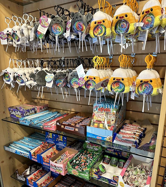 The gift shop's colorful array of treats and treasures ensures that a piece of the magic comes home with you, even if it's just a lollipop with eyes.