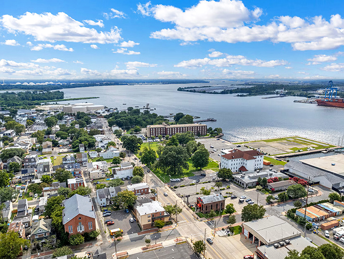 From above, Gloucester City reveals its greatest asset&mdash;prime Delaware River frontage with Philadelphia skyline views at a fraction of big-city costs.