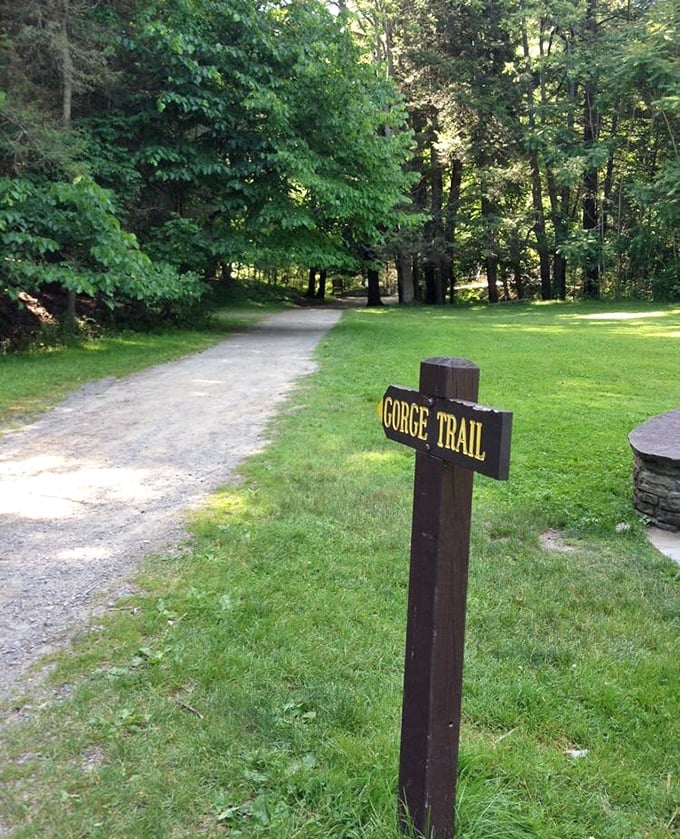 The humble trail marker points the way to extraordinary beauty. Like life's best experiences, the magic of Watkins Glen requires a bit of effort.