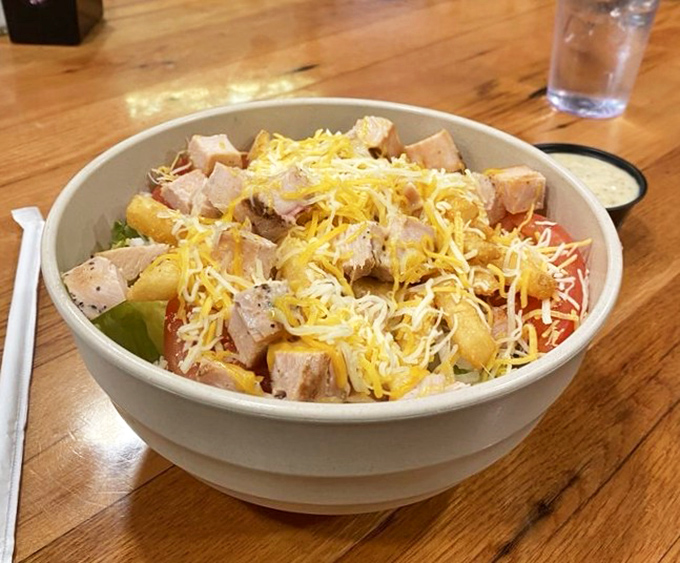 This salad bowl proves healthy eating doesn't mean punishment. Fresh ingredients playing together like the world's most delicious orchestra.