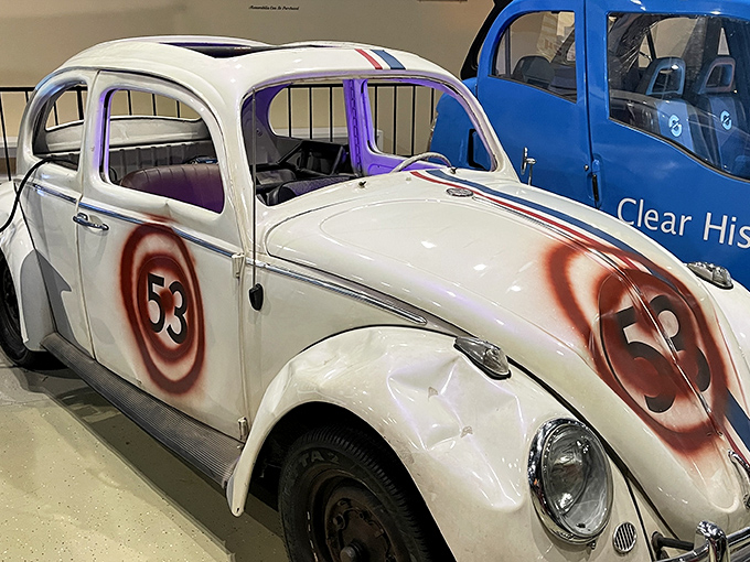 Herbie the Love Bug shows off his racing stripes and famous "53." Some stars never age—they just become more collectible.