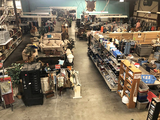 The bird's-eye view reveals the true scale of this thrifting paradise&mdash;a carefully organized chaos where treasure hunters can lose themselves for hours.