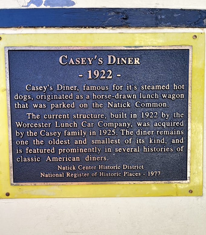 History you can taste. This plaque reveals Casey's remarkable journey from horse-drawn lunch wagon to beloved historic landmark.