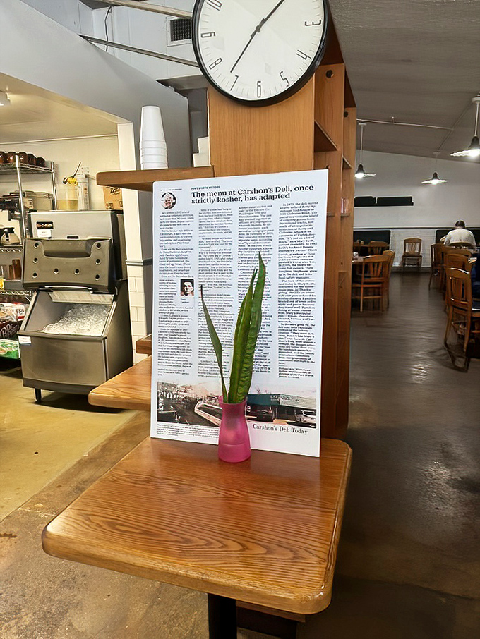 A framed article stands sentinel near a simple plant&mdash;history and life side by side, reminding us that great food traditions endure for good reason.