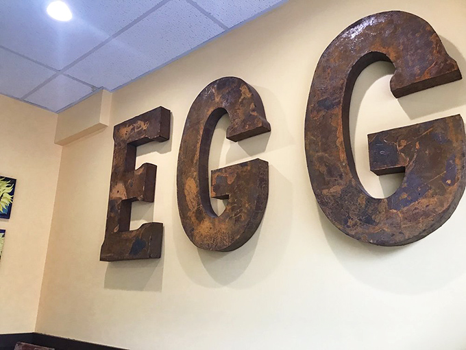 These rustic metal "EGG" letters aren't just decor&mdash;they're a declaration of breakfast priorities and a promise of yolky perfection to come.